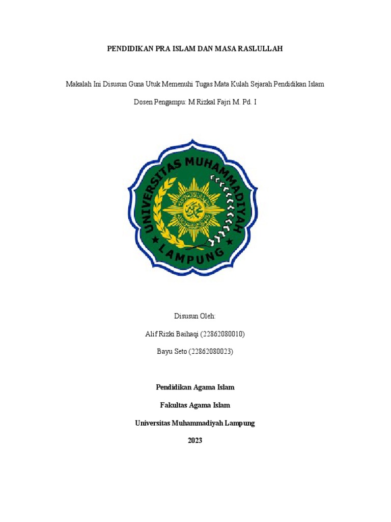 Makalah Kel 1 Sejarah Pendidikan Islam Pdf 