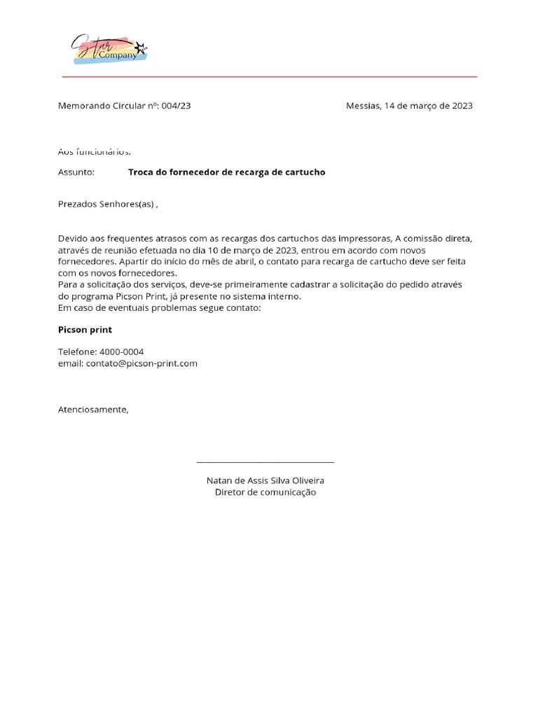 Exemplo de Memorando | PDF