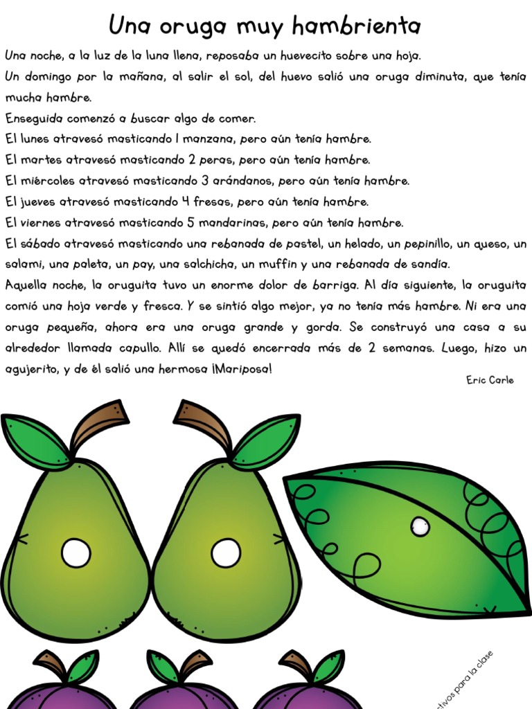 6 Cuento Oruga Glotona (Personajes) | PDF