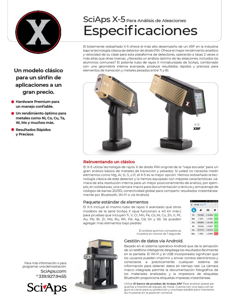 SciAps X-5: Análisis de Aleaciones XRF | PDF | Cobre | Metales preciosos