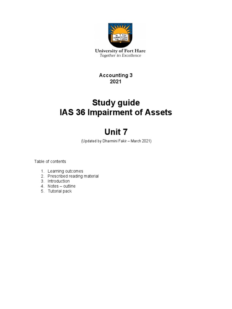 Impairment of Assets 2021 Handout | PDF | Fair Value | Goodwill ...