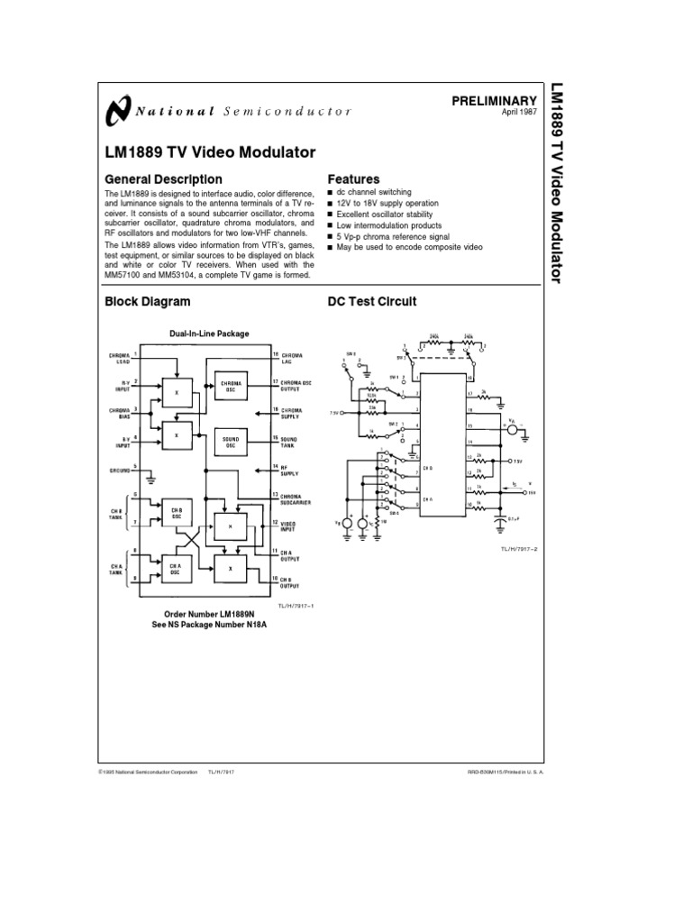 LM1889 TV Video Modulator Circuit Diagram | PDF | Amplifier ...