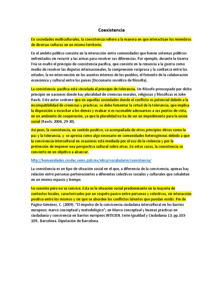 Coexistencia | PDF | Tolerancia | Etica Aplicada