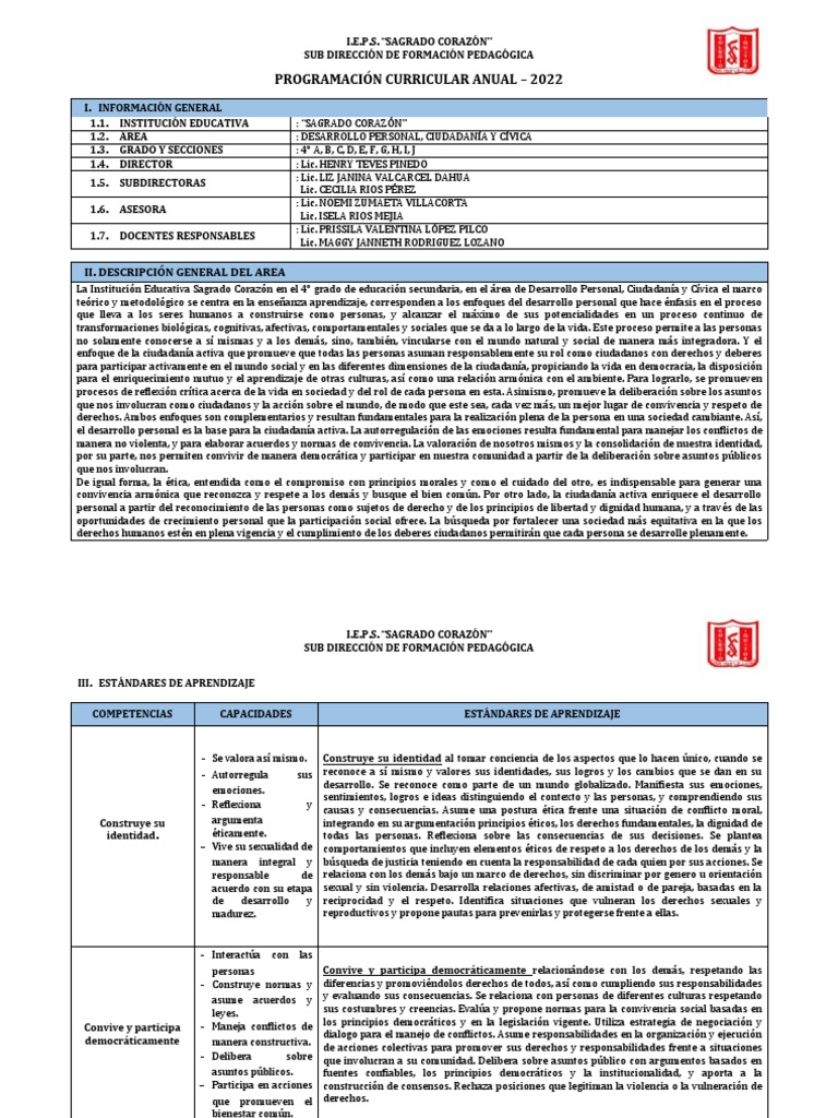 4to Programación DPCC | PDF | Aprendizaje | Las emociones