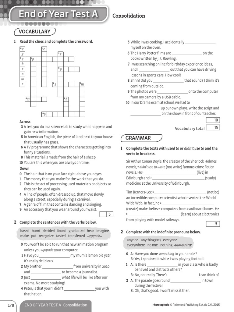 Achievers B1 End of Year Test A Consolidation PDF | PDF