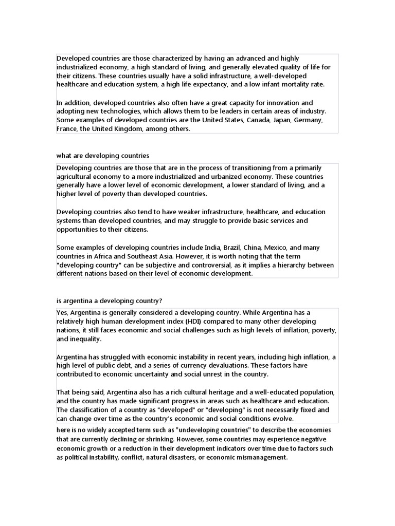 Developed and Developing Countries | PDF | Developing Country | Poverty