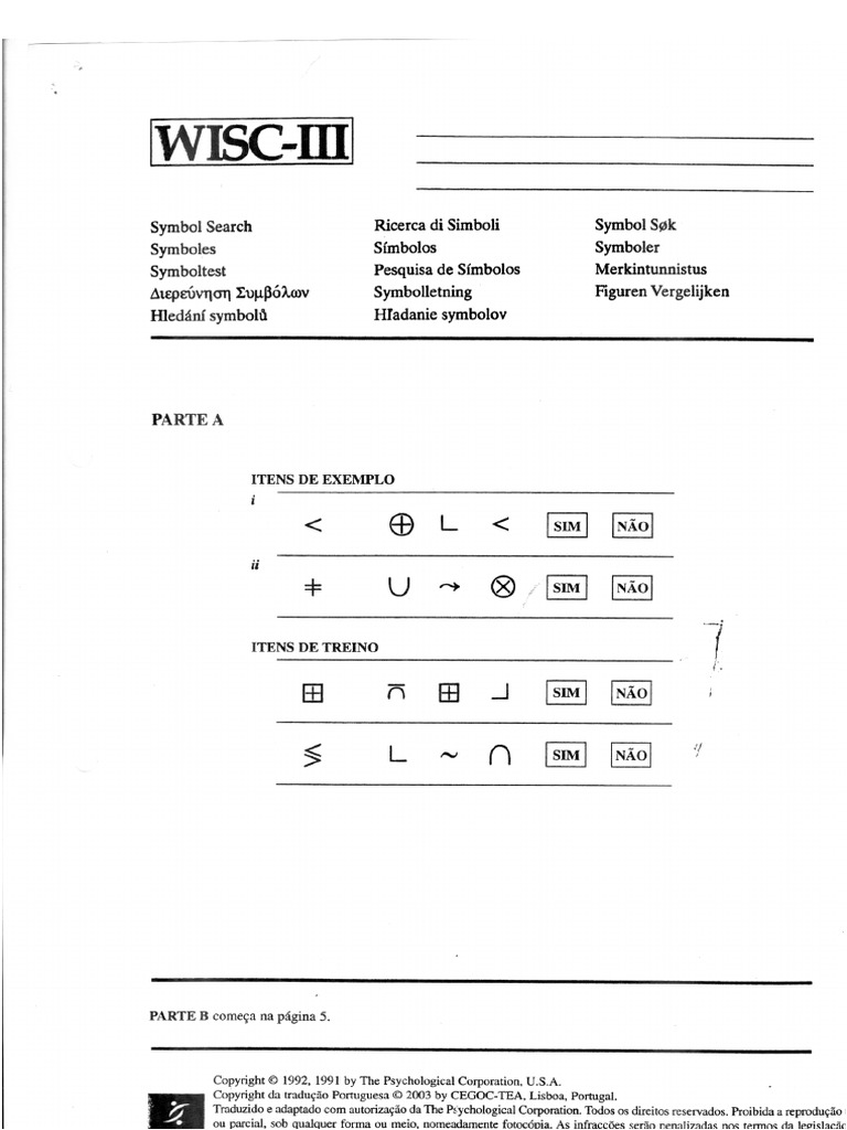 Pesquisa de Simbolos - WISC III | PDF