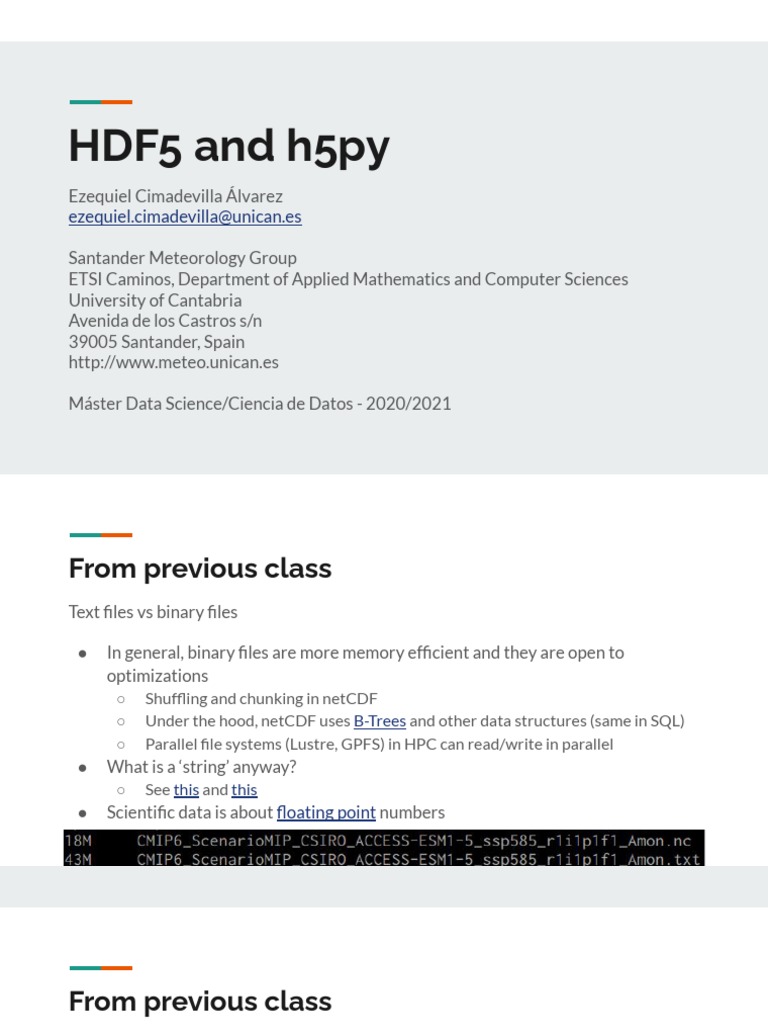 HDF5 and H5py | PDF | Data Type | Computer File