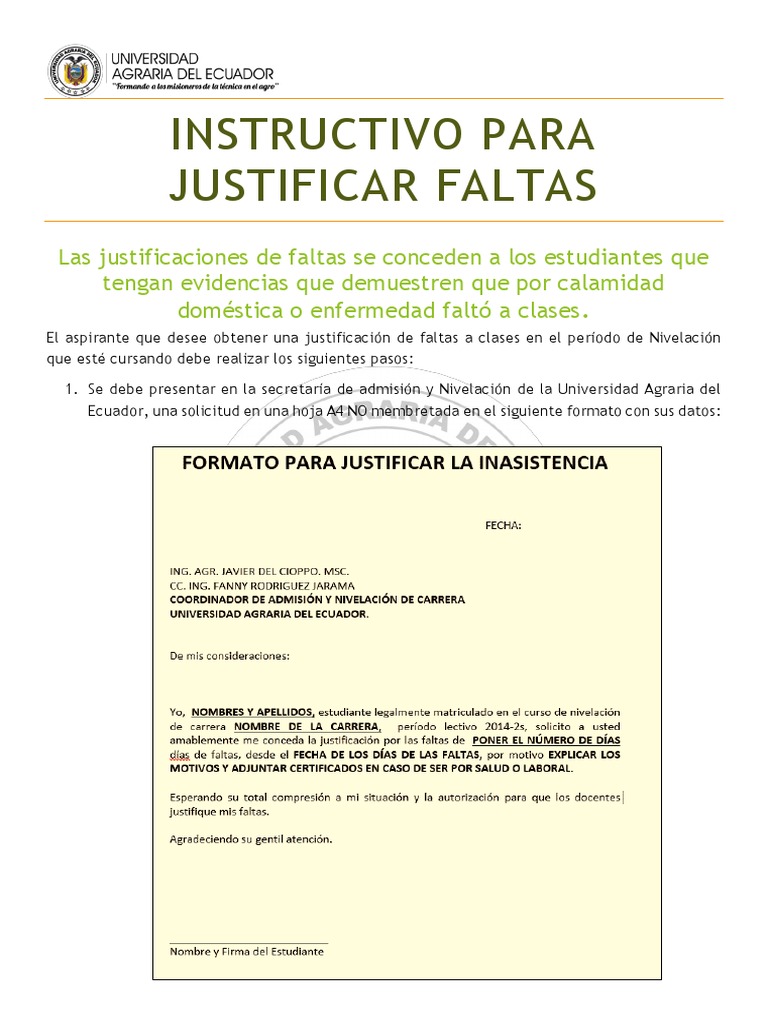 Justificacion de Faltas PDF | PDF