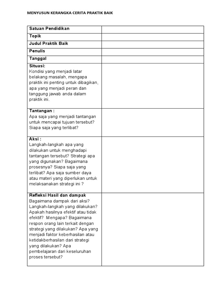 Contoh Kerangka Cerita Praktik Baik | PDF