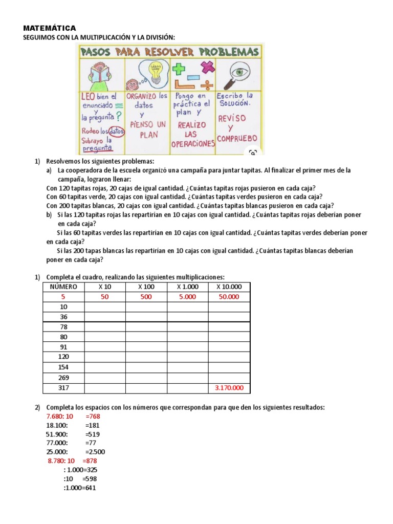 MATEMÁTICA Seguimos Con La Mult y Div | PDF MATEMÁTICA Seguimos Con La Mult y Div | PDF