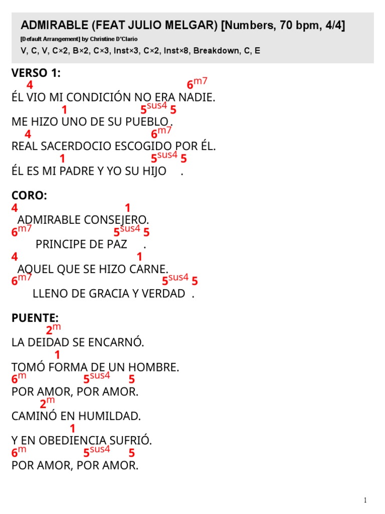 Admirable: Letra y Estructura Musical | PDF