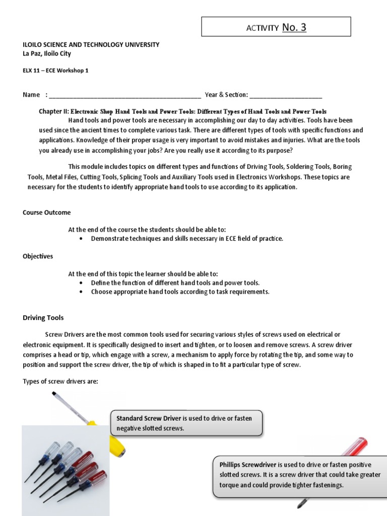 Chapter 2 Lesson 1 Hand and Power Tools Ok | PDF | Soldering | Solder