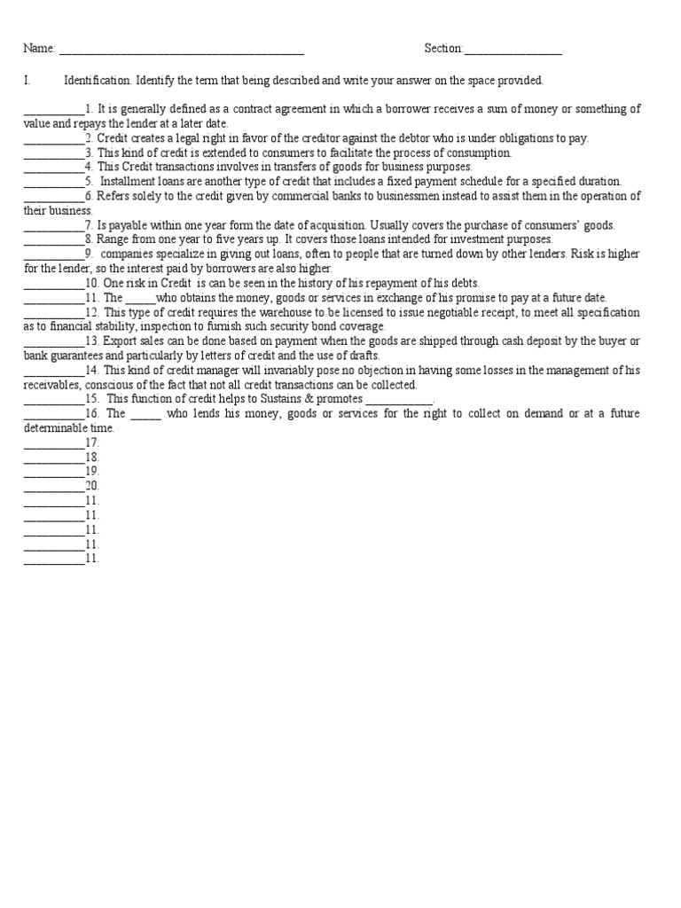 Quiz | PDF | Credit | Finance & Money Management