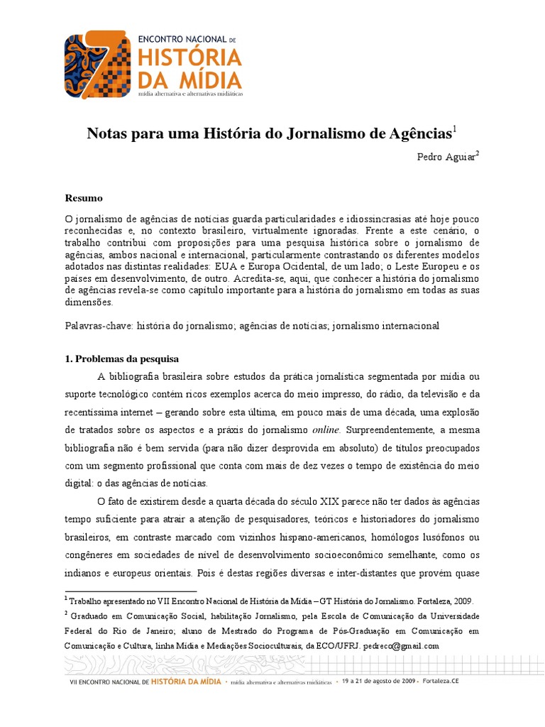 Notas para Uma Historia Do Jornalismo de Agencias | PDF | Jornalismo ... Notas para Uma Historia Do Jornalismo de Agencias | PDF | Jornalismo ...