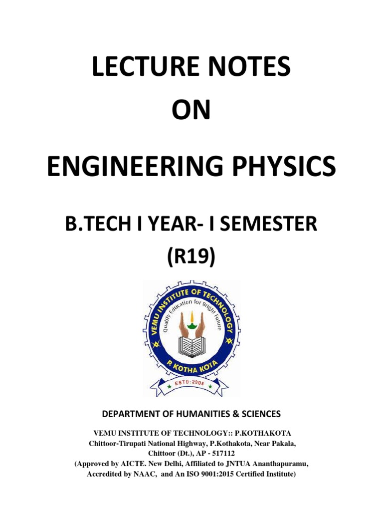 Lecture Notes ON: Engineering Physics | PDF | Force | Torque