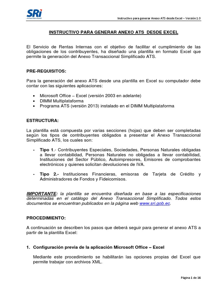 Generar Anexo ATS Deede EXCEL para El SRI | PDF | Microsoft Excel ...
