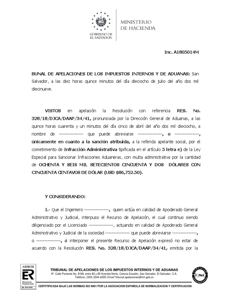 Ejemplo de Apelacion | PDF | aduana | Multa (pena)