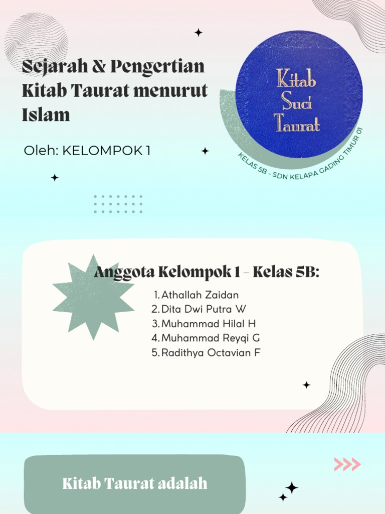 Tugas Kelompok 1 - Pengertian Kitab Taurat Menurut Islam PDF | PDF