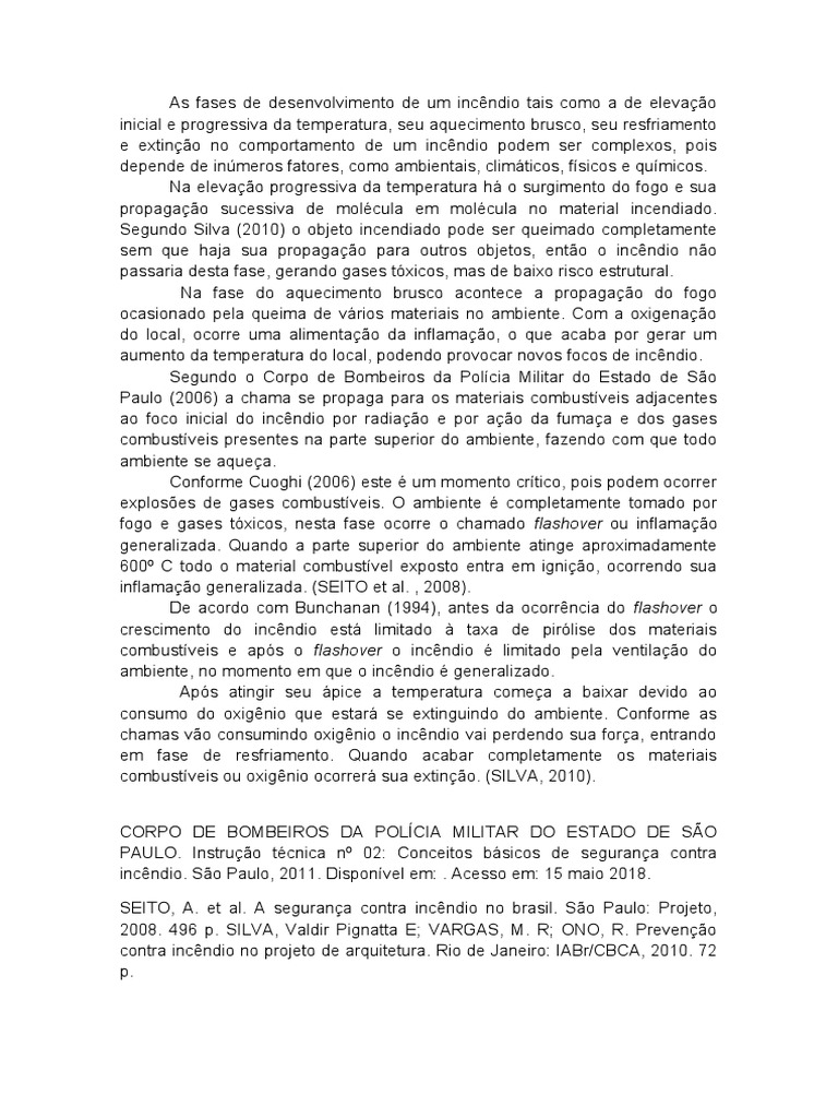 As Fases de Desenvolvimento de Um Incêndio Tais Como A de Elevação ...