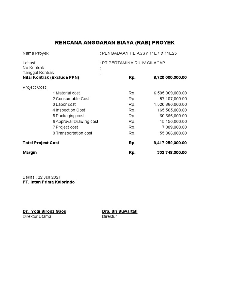 TugasTerstruktur2 - Contoh CASHFLOW & RAB (K21020 PT PERTAMINA RU IV ...