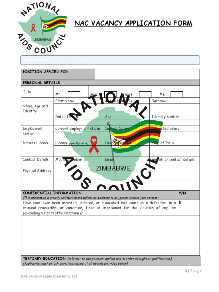 NAC Vacancy Application Form Guide | PDF | Justice | Crime & Violence