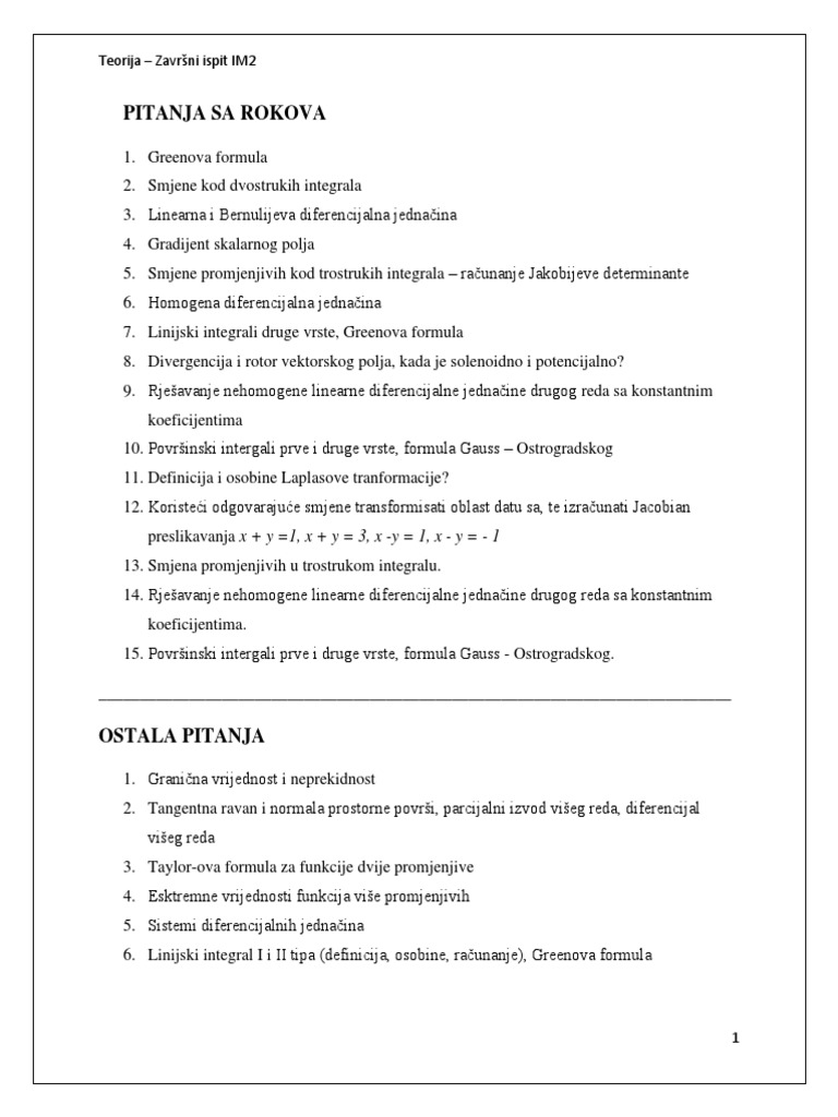 Teorija IM2-2020 | PDF