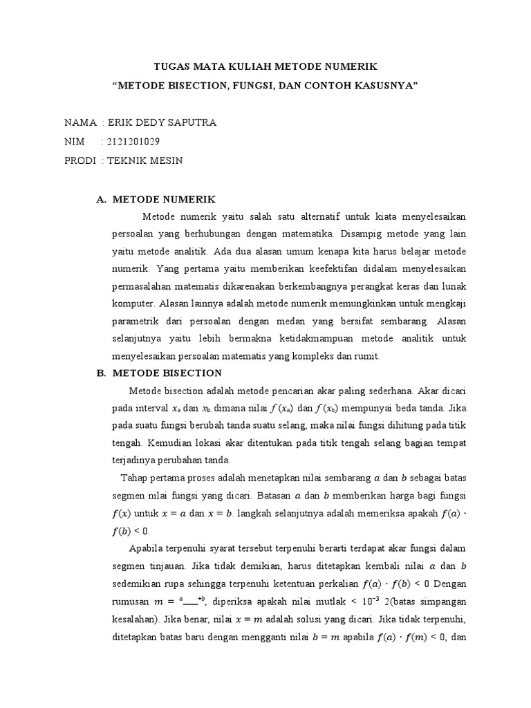 Metode Bisection dalam Matematika | PDF | Metode & Bahan Ajar
