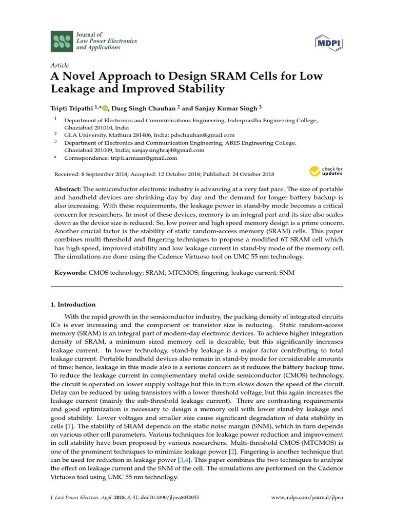 A Novel Approach To Design SRAM Cells For Low Leak | PDF | Cmos ... A Novel Approach To Design SRAM Cells For Low Leak | PDF | Cmos ...