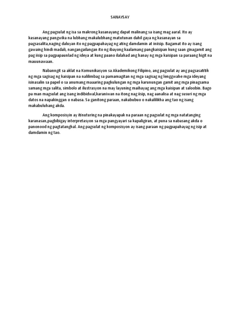 Ang Pagsulat NG Isa Sa Makrong Kasanayang Dapat Malinang Sa Isang Mag ...