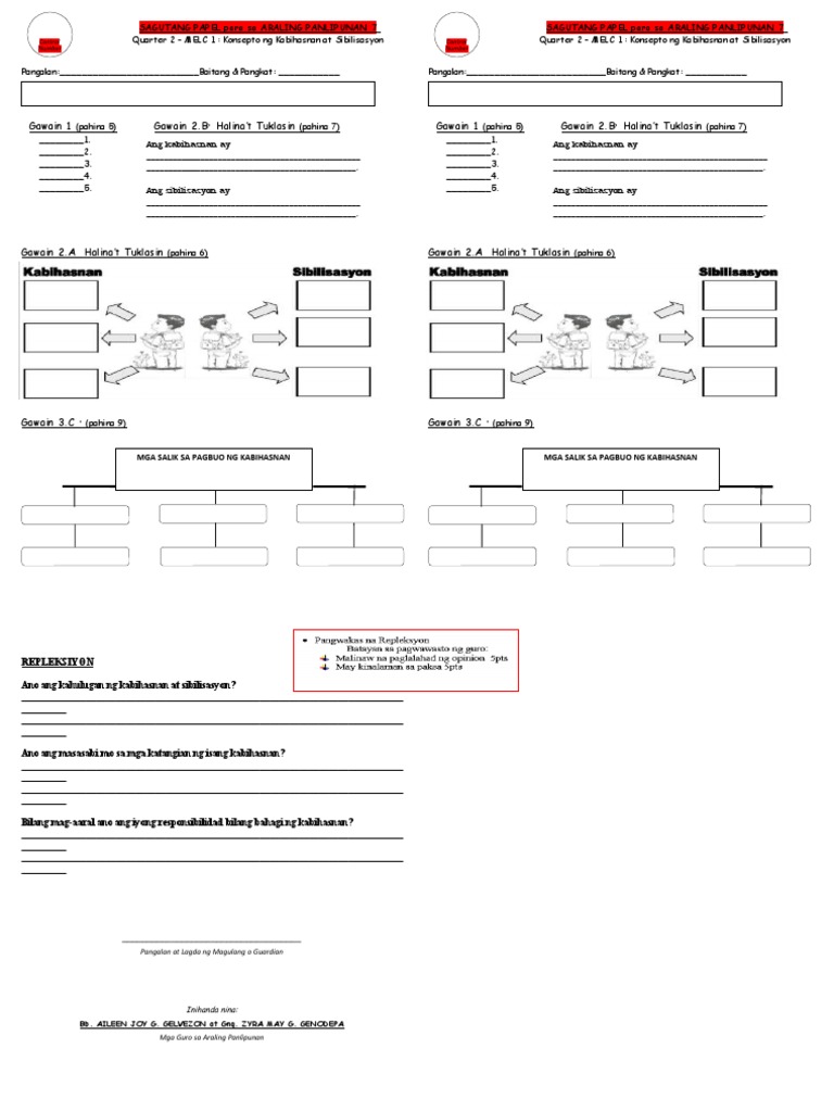 Answer Sheet AP7 Q1W4 | PDF