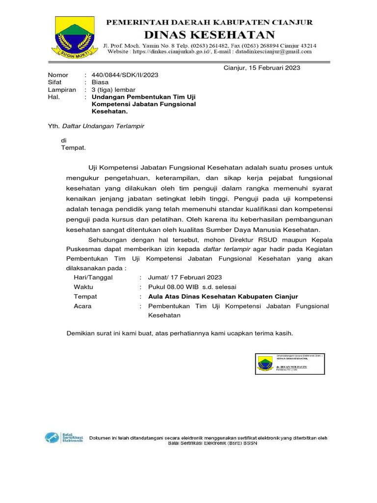 15.02.23 - UNDANGAN RAPAT TIM PENGUJI UKOM - Sign PDF | PDF | Sains & Matematika