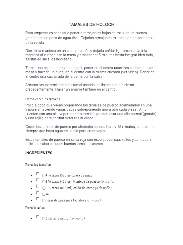 Tamales de Holoch | PDF
