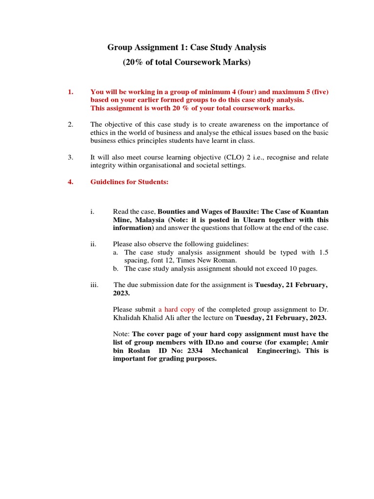 Group Assignment 1 - Case Study Analysis - 240123 | PDF