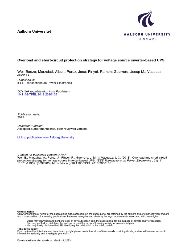 Over Load and Short Circuit Protection Strategy For Voltage Source ...