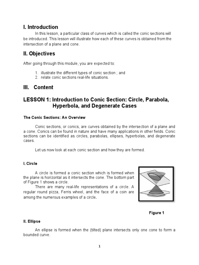 Module 1 Lesson 1 Conic Sections | PDF | Ellipse | Geometric Shapes