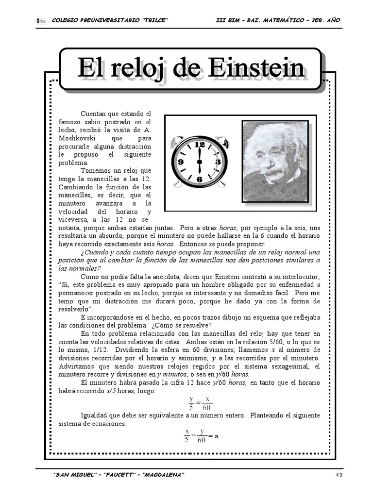 Iii Bim - R.M. - 3er Año - Guia Nº7 - Relojes | PDF | Hora | Reloj Iii Bim - R.M. - 3er Año - Guia Nº7 - Relojes | PDF | Hora | Reloj