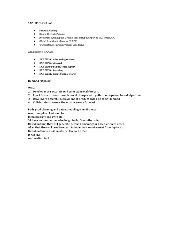 SAP IBP Overview | PDF