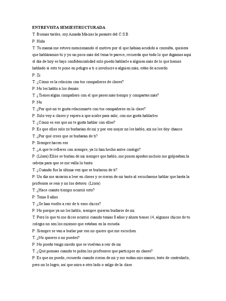 Entrevista Semiestructurada | PDF
