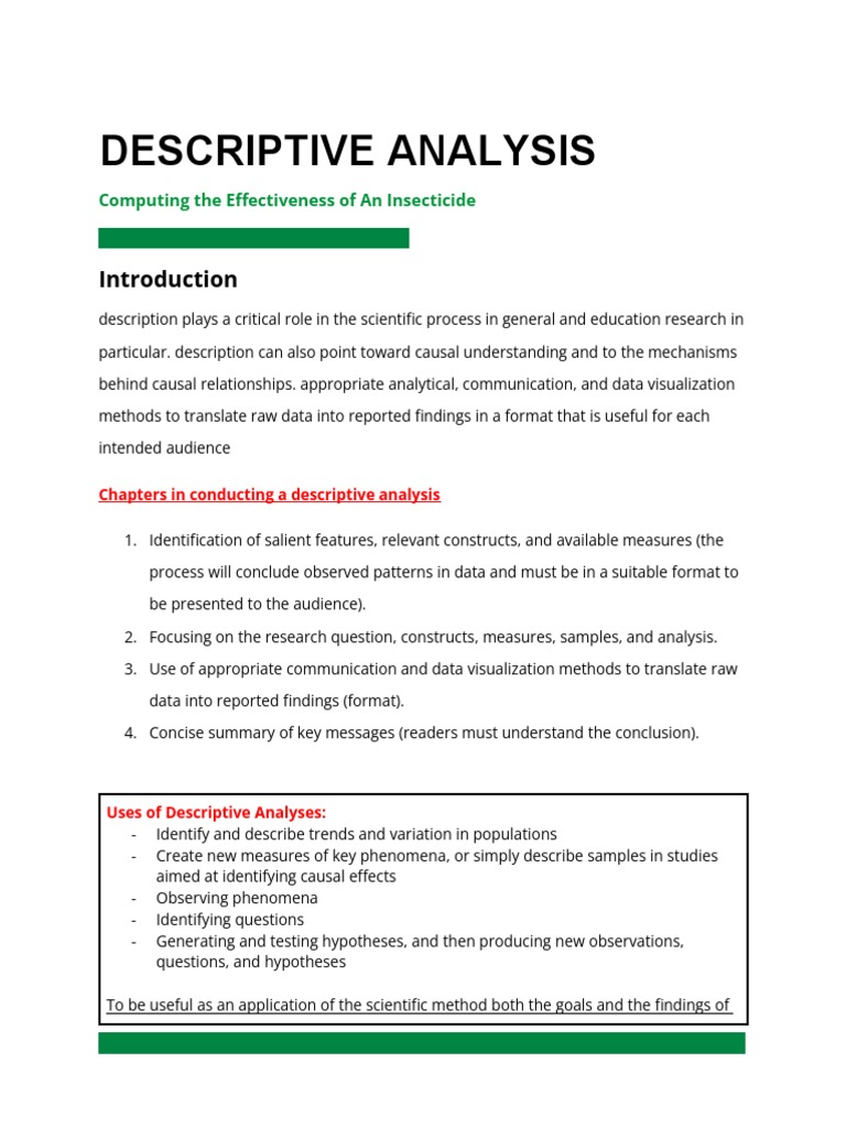 Descriptive Analysis | PDF | Data | Causality
