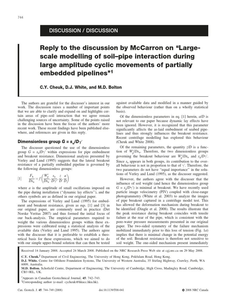 Soil Resistance Model For Pipelines On Clay - Verley Lund | PDF ...