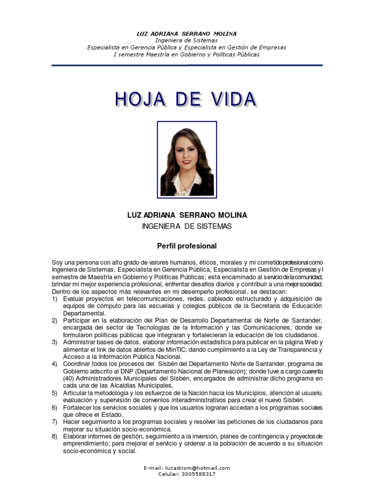 Currículum Vitae Luz Adriana Serrano Molina Octubre 2021 | PDF