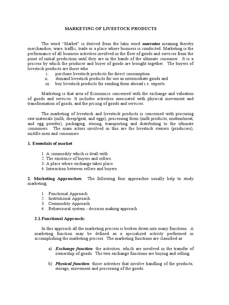 Livestock Products Marketing Strategies | PDF | Market (Economics ...