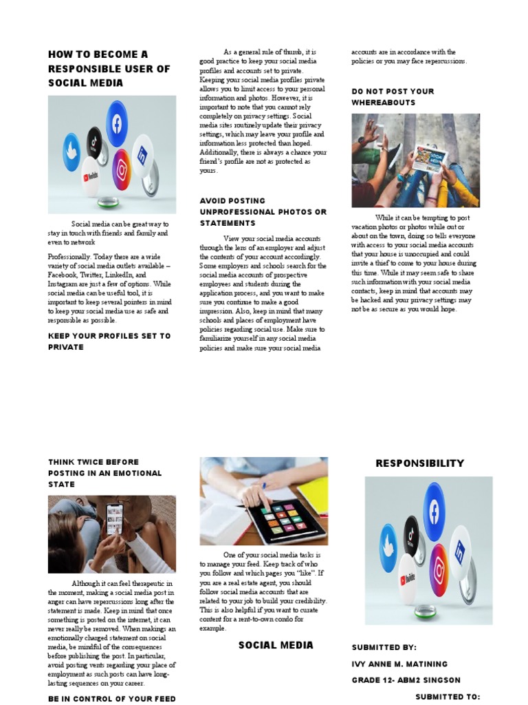 How To Become A Responsible User of Social Media | PDF | Social Media | Popular Culture & Media ...