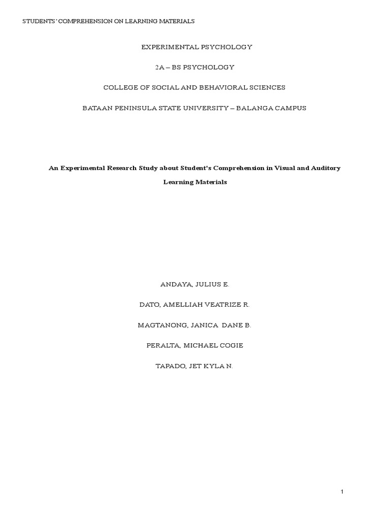 Experimental Research Manuscript | PDF