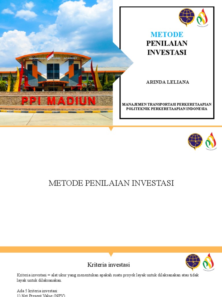 Metode Penilaian Investasi Proyek Transportasi | PDF