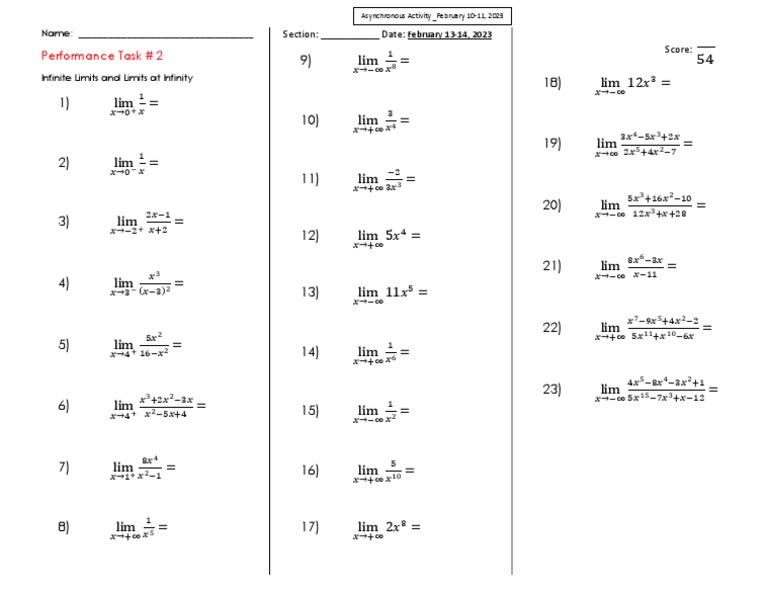 Math 4 - Performance Task 2 | PDF | Mathematics | Infinity