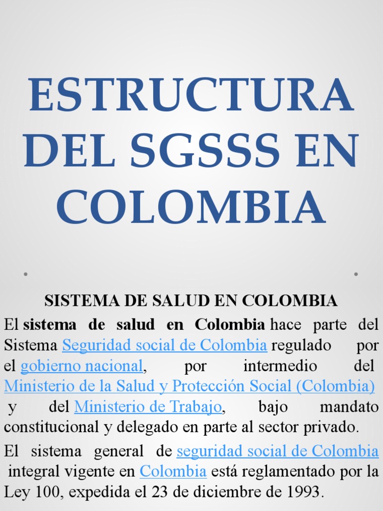 Estructura Del SGSSS en Colombia | PDF | Gobierno