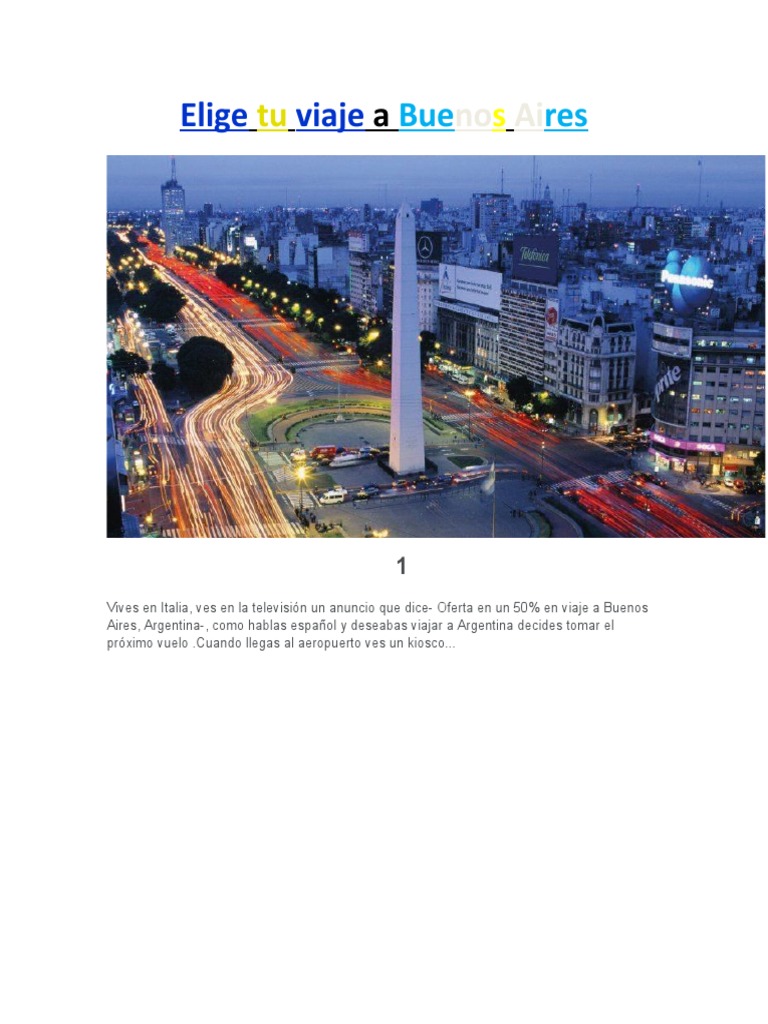 Elige Tu Viaje A Buenos Aires | PDF