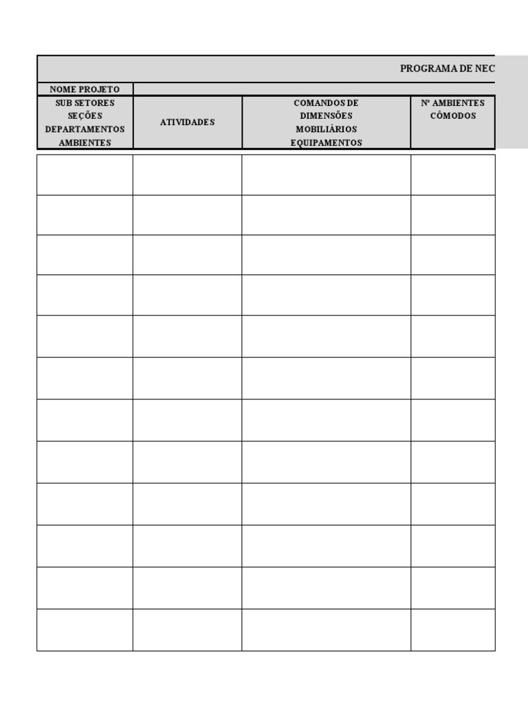 Tabela Programa de Necessidades | PDF